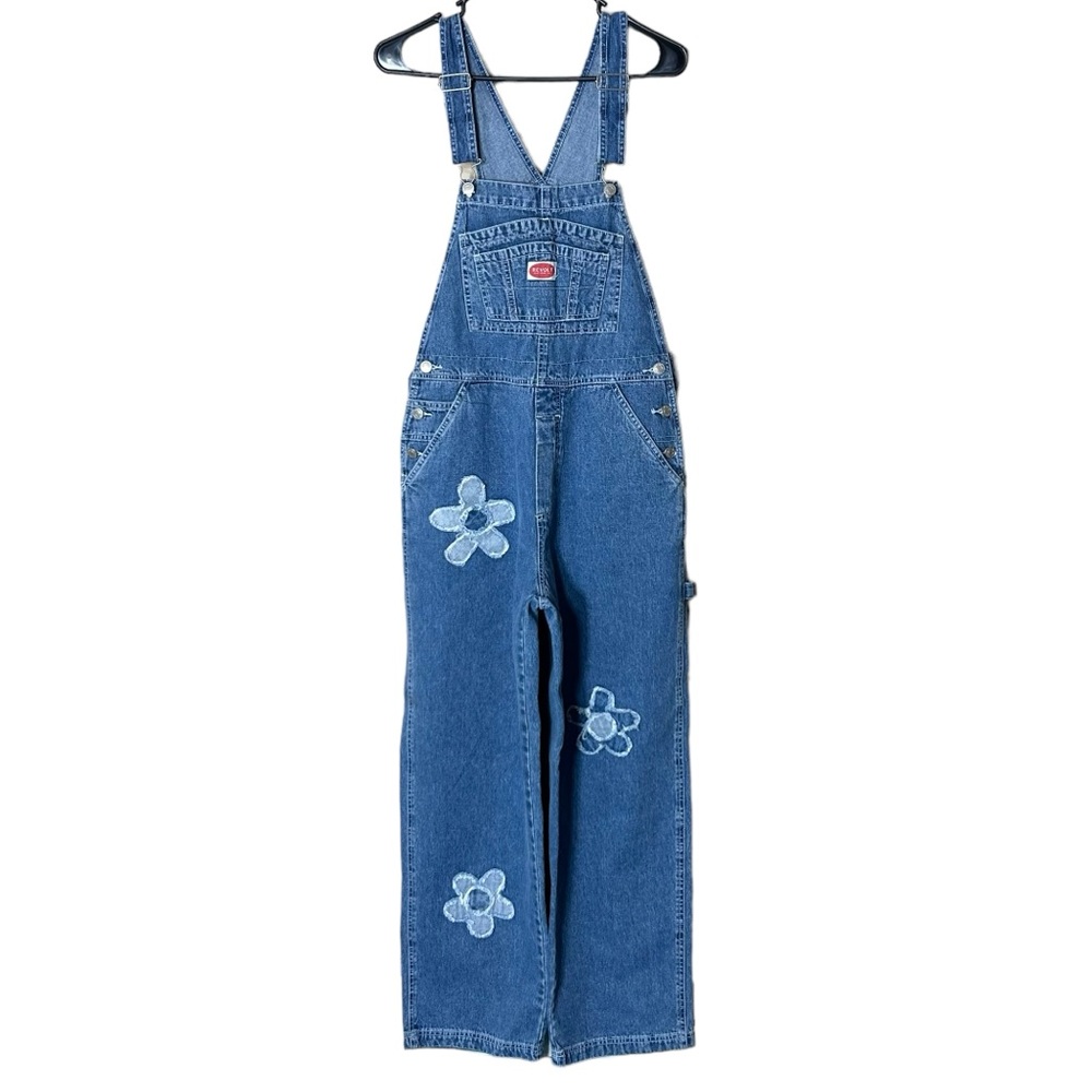 Vintage Revolt Y2k 90s Denim Overalls Floral Embroide… - Gem